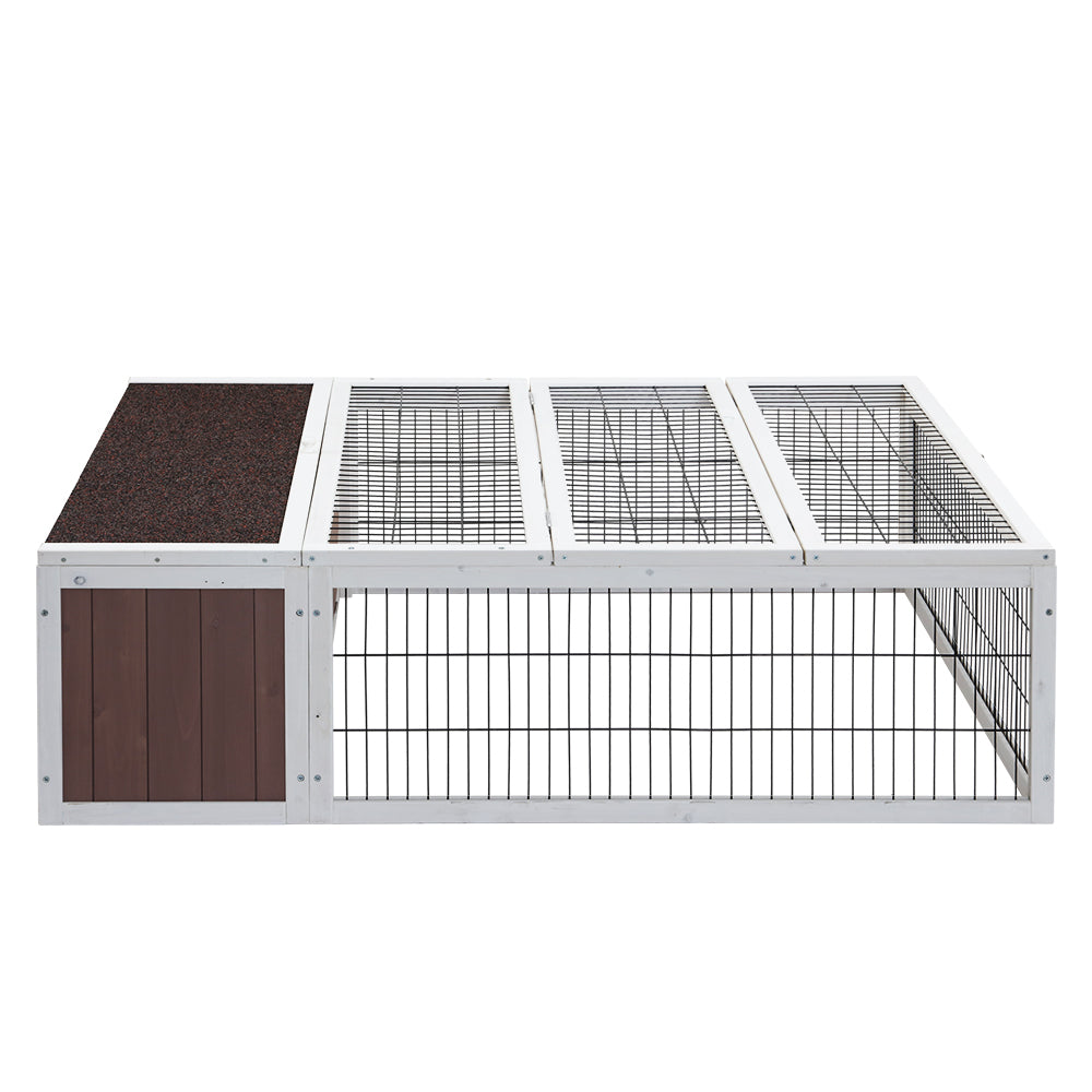 i.Pet Rabbit Hutch 124cm x 90cm x 35cm Chicken Coop Large Outdoor Wood